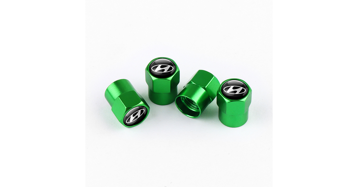GREEN TIRE VALVE STEM CAPS FOR HYUNDAI